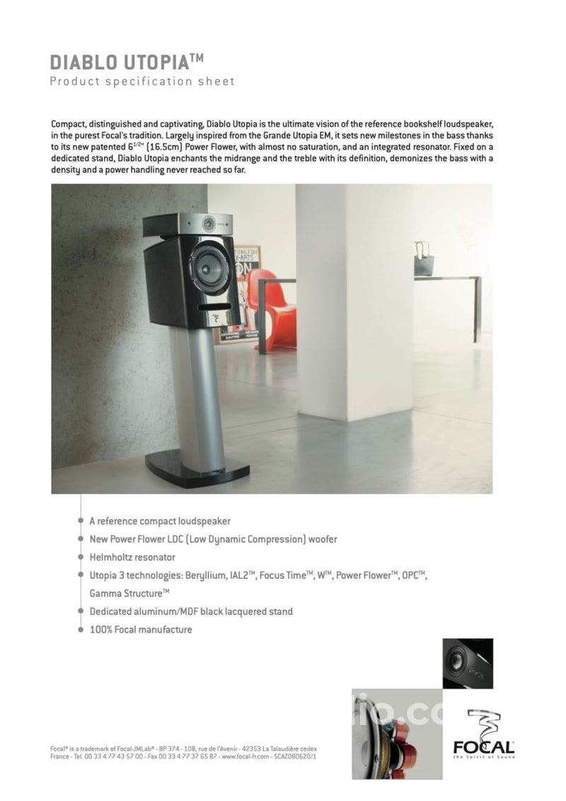 Focal Diablo Utopia III Speakers - As New And Complete With Stands - $ – SkyFi Audio