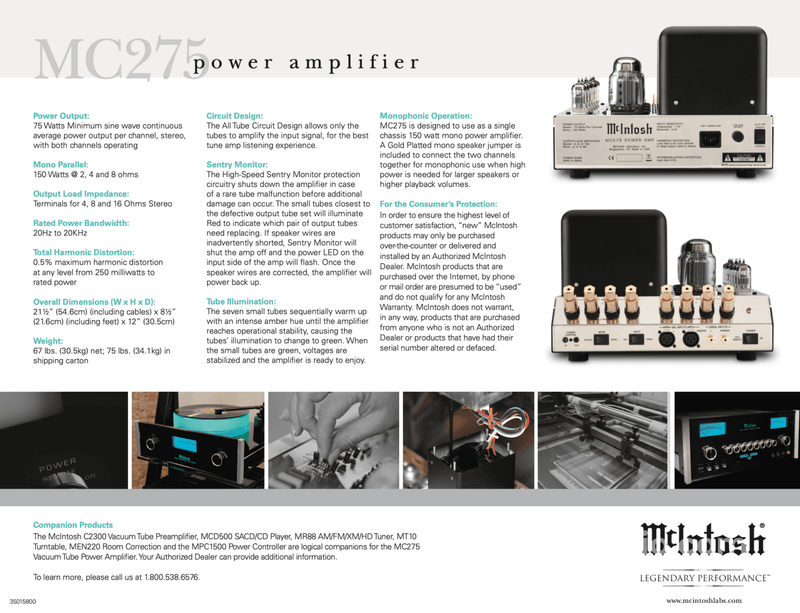 McIntosh MC275 - Latest Version - Store Display