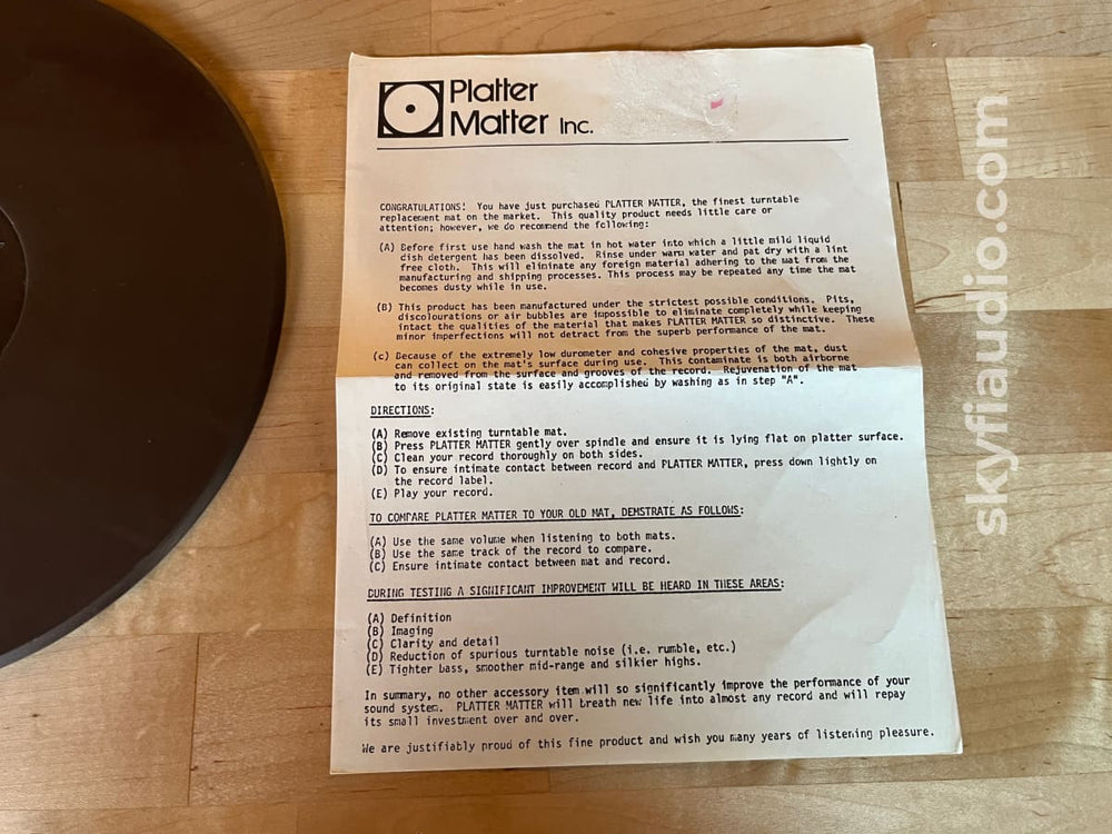 Platter Matter Turntable Mat - Very Soft Rubber