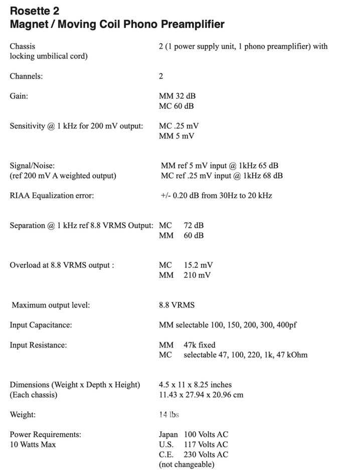 Red Rose Rosette 2 Phono Preamp With Separate Power Supply (MM/MC)