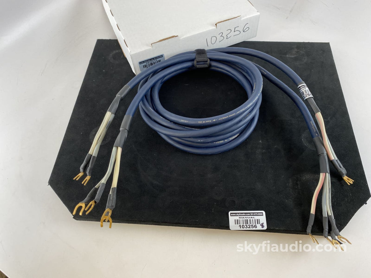 AudioQuest Indigo Speaker Cables, Bi-Wire Spades, 8 Foot Length