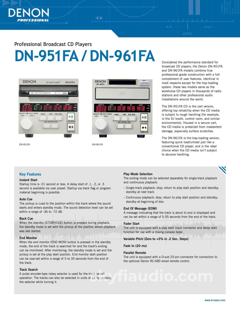 Denon DN-951FA Professional Broadcast Quality CD Player - NEW in Box! – SkyFi Audio