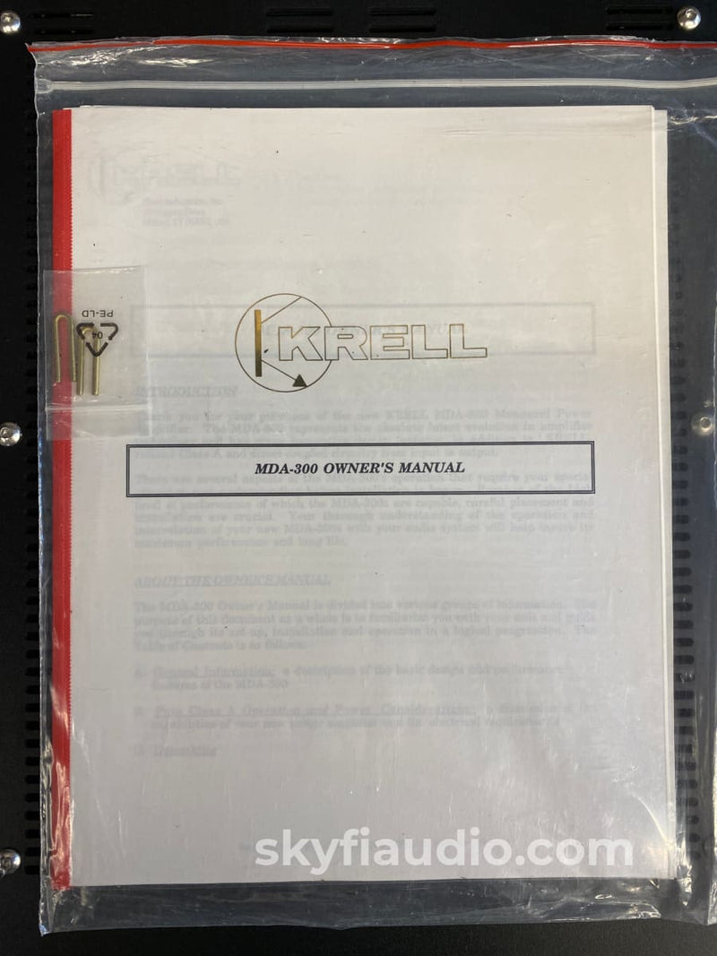 Krell MDA-300 Monoblock Amplifiers - Complete Set Near Mint - 300W ...