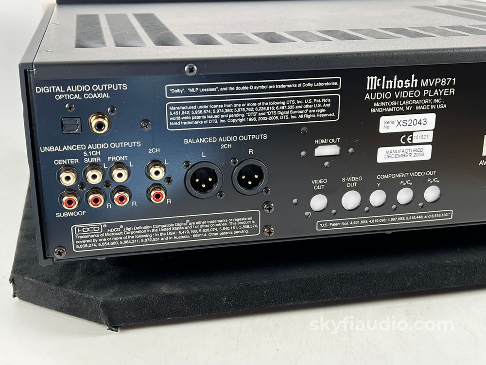 McIntosh MVP871 CD Player - New Laser and Modified for Redbook CD's