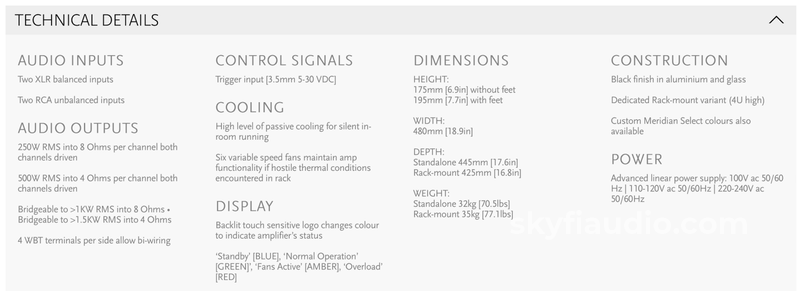 Meridian 857 Reference Two Channel Power Amplifier - Like New – SkyFi Audio