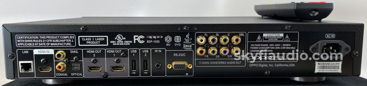 Oppo BDP-103D Darbee Edition SACD/CD/Blu-ray Player With Remote