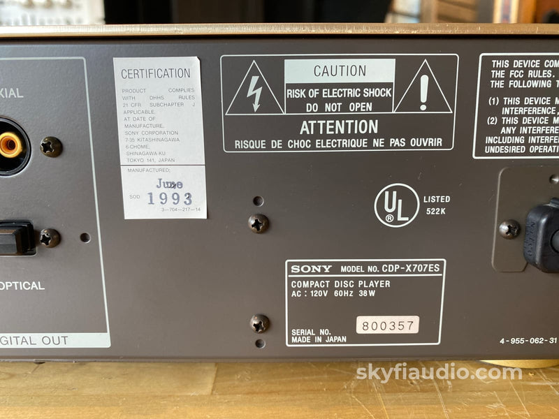 Sony CDP-X707ES 20-Bit Vintage and Rare CD Player - See Video – SkyFi Audio